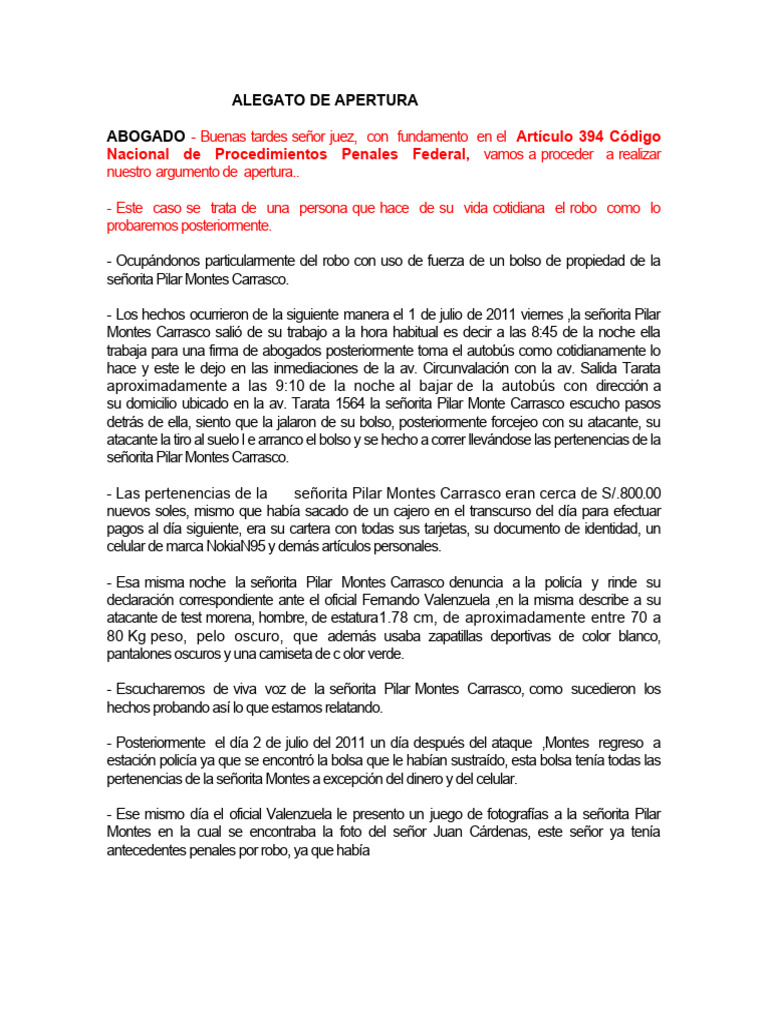 Alegato de Apertura | PDF