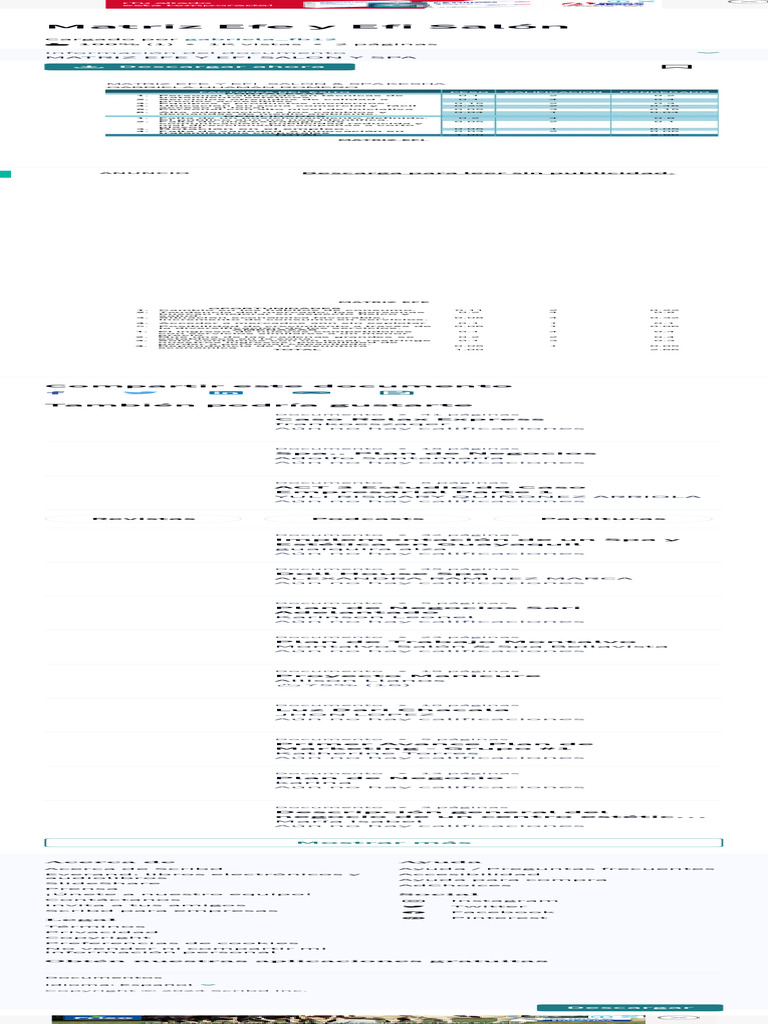 Matriz Efe y Efi Salón PDF | Descargar gratis PDF | Medios de ...