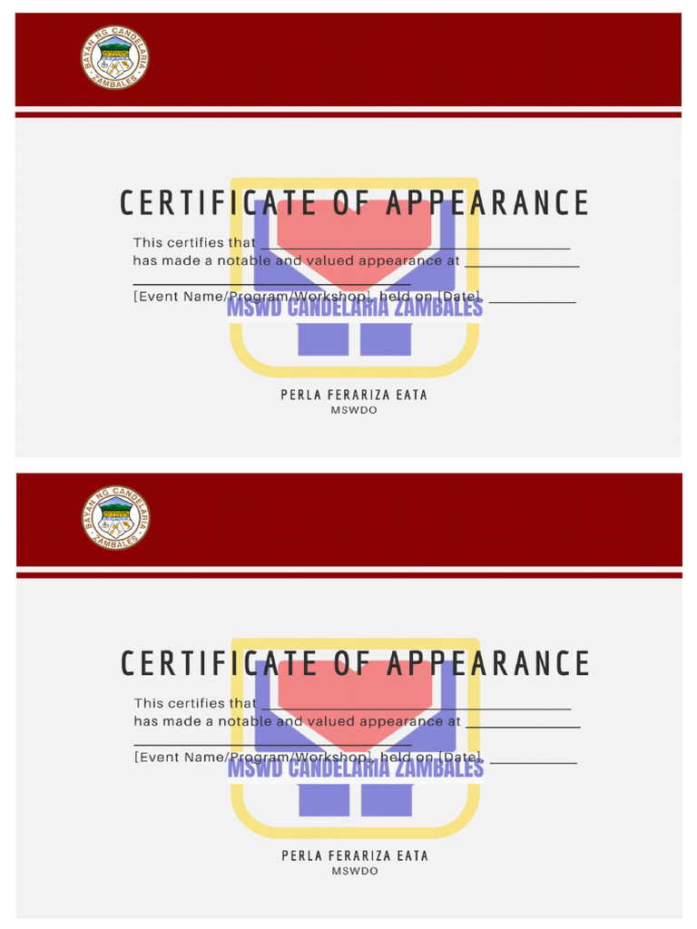 Certificate of Appearance | PDF