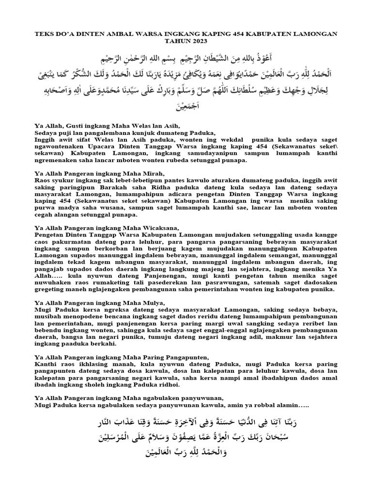 Teks Doa Hari Jadi La | PDF