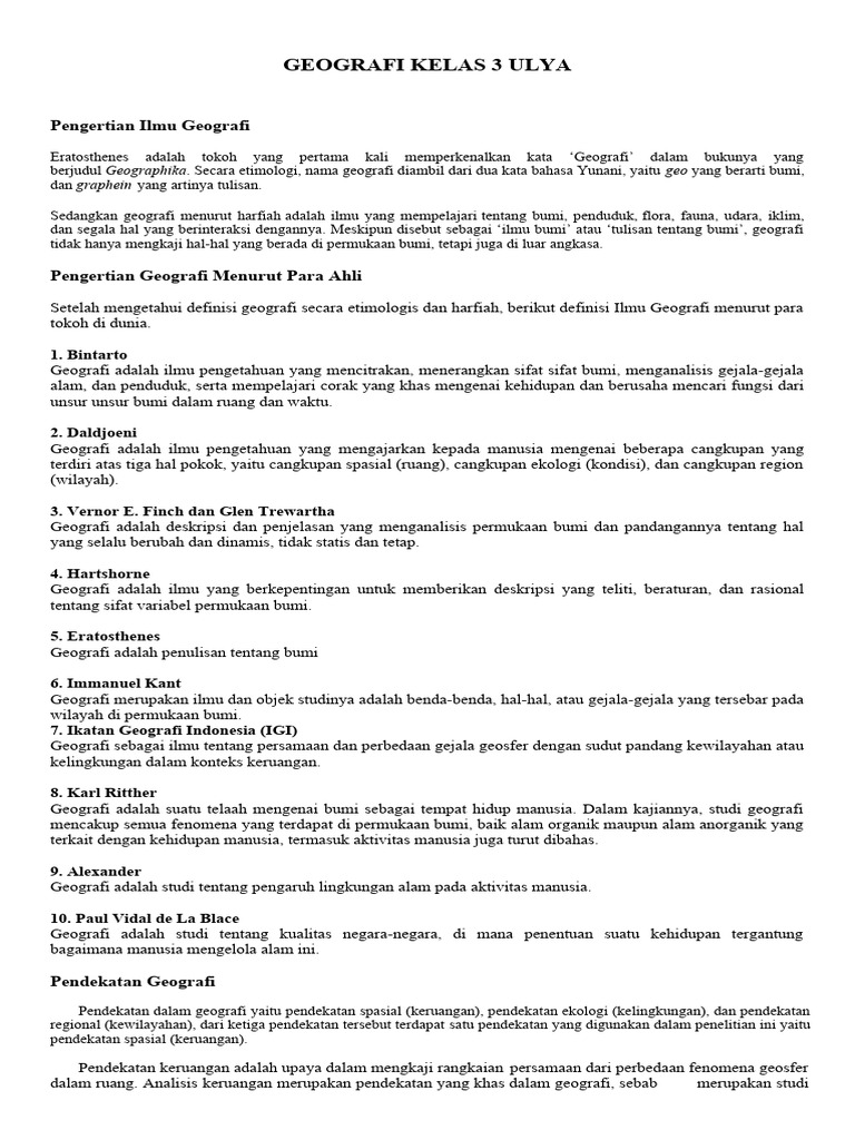 Geografi Kelas 3 Ulya B | PDF