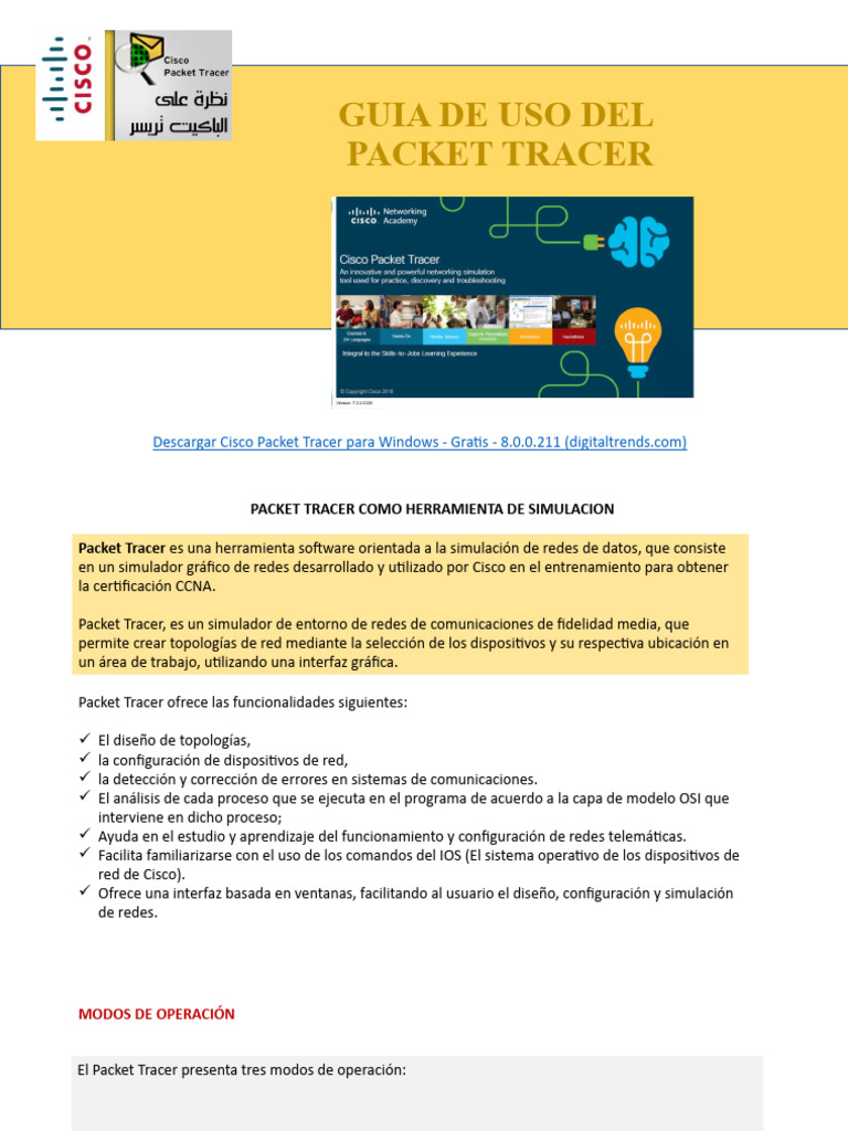 1-Guia de Uso Del Packet Tracer | PDF | Dirección IP | Red de computadoras