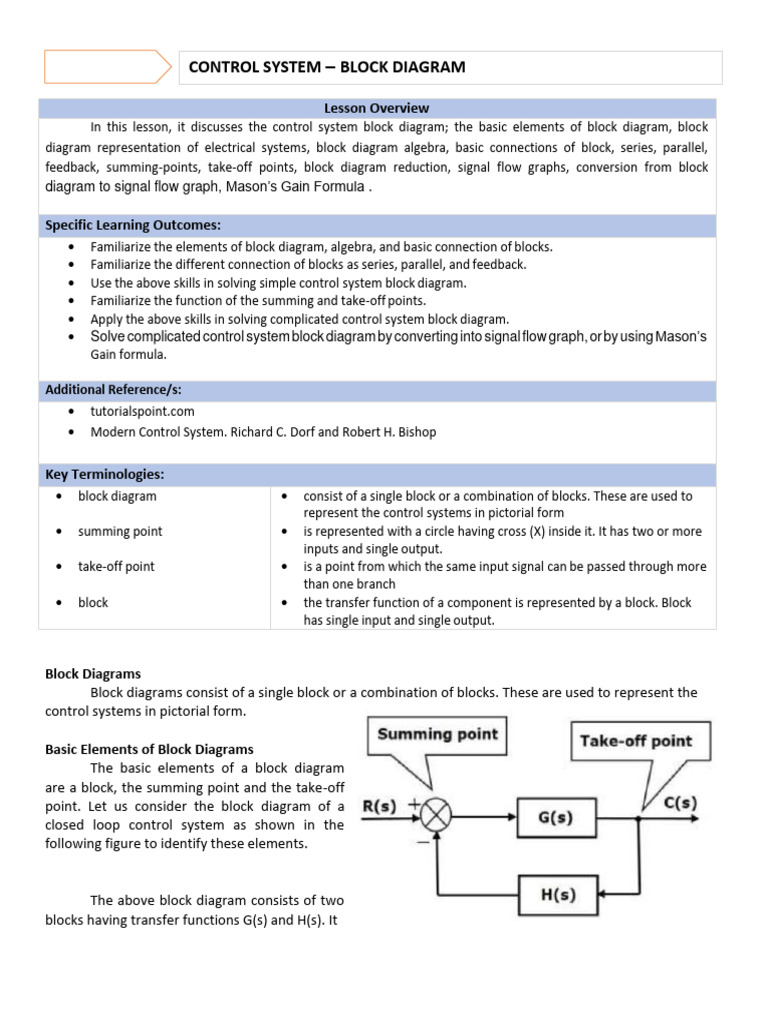 LESSON2 ControlSystemBlockDiagram | PDF | Electrical Network | Laplace ...