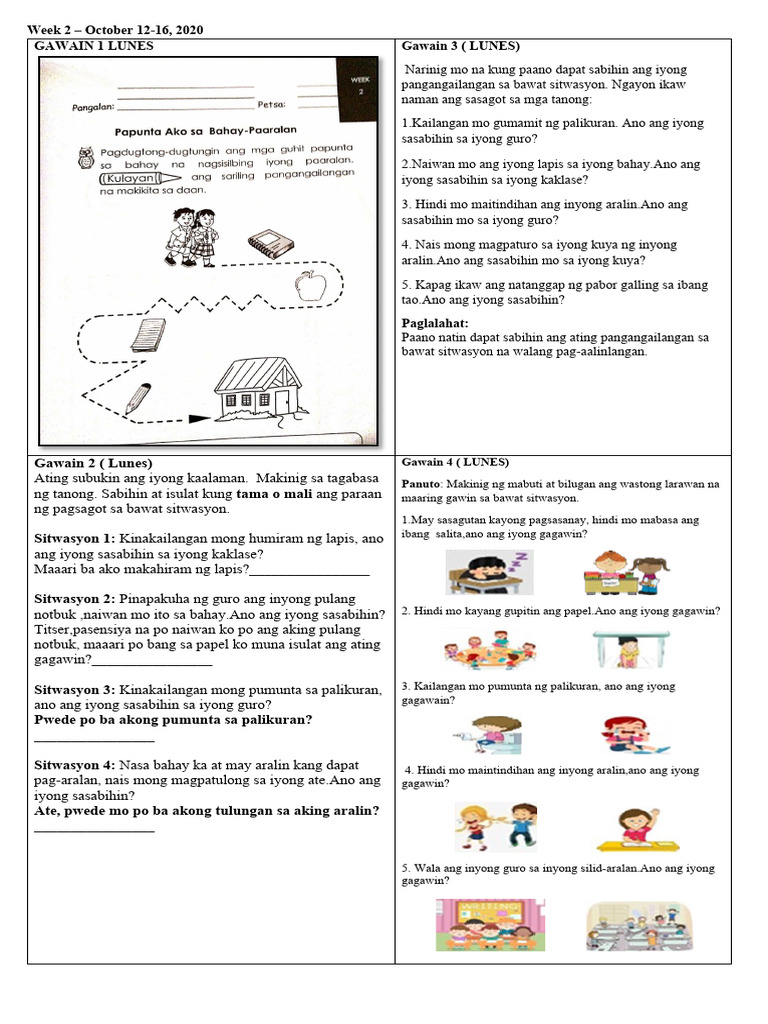 Q1 Week 2 Worksheets | PDF