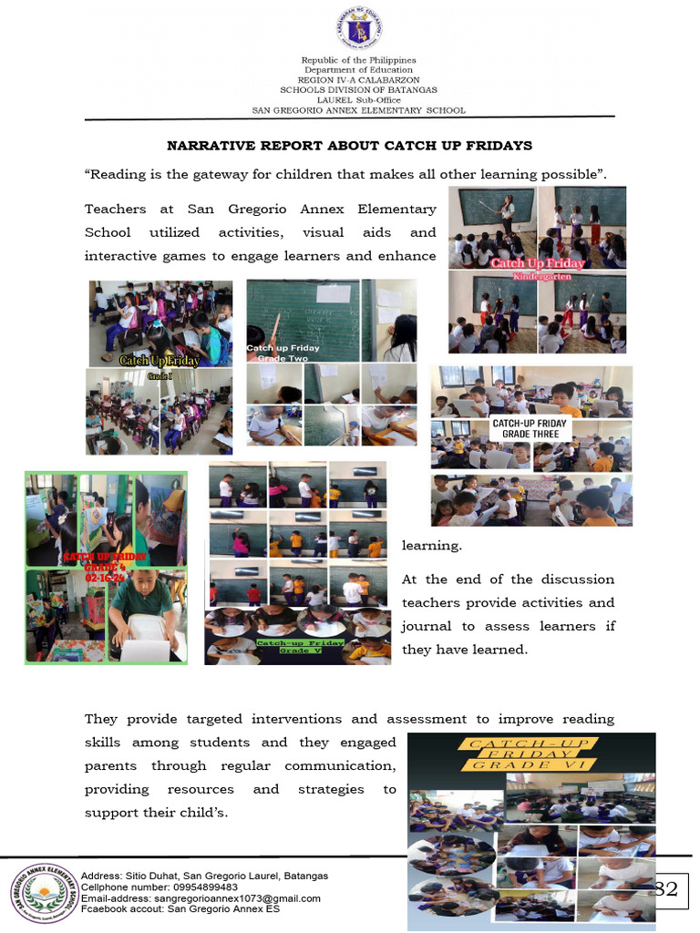 SGAES CATCH UP FRIDAYS NARRATIVE REPORT Feb12 | PDF | Career & Growth ...
