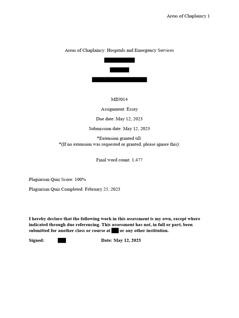 Areas of Chaplaincy | PDF | Chaplain | Health Care