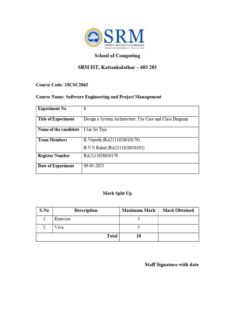 SEPM Exercise-6 | PDF