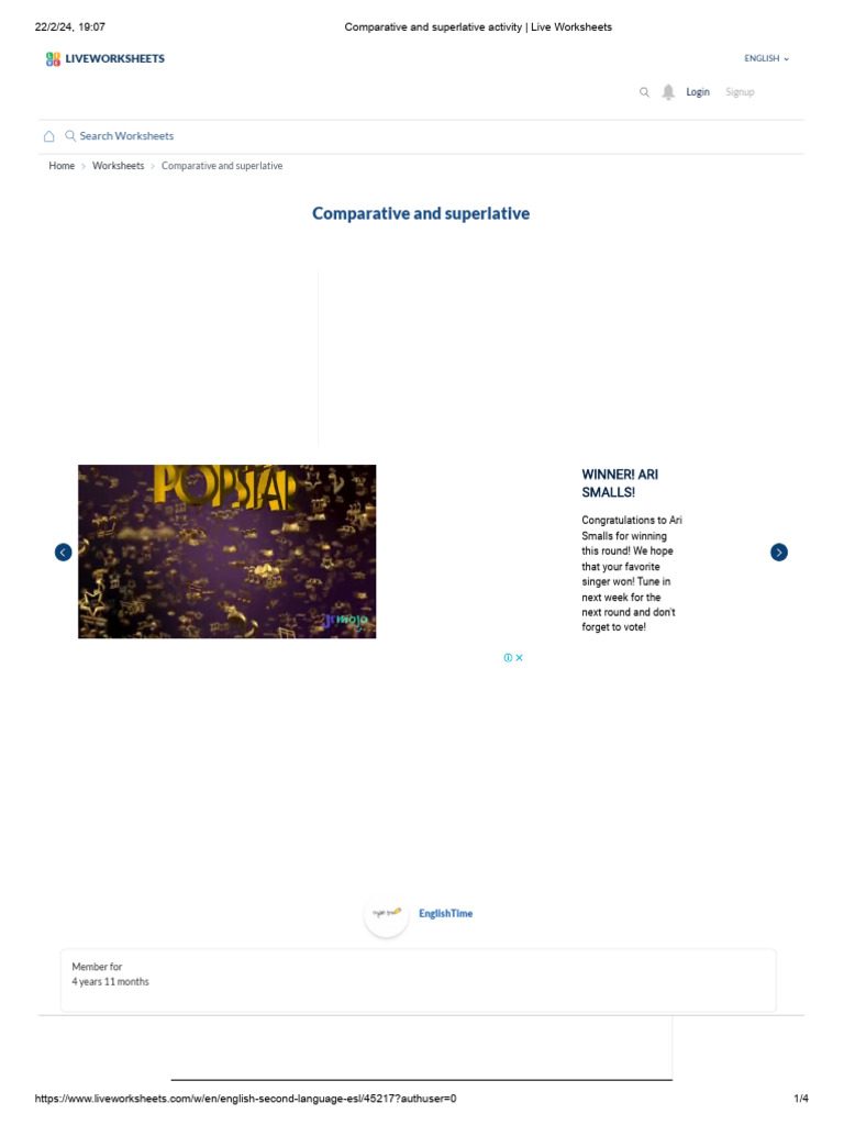 Comparative and Superlative Activity - Live Worksheets | PDF ...