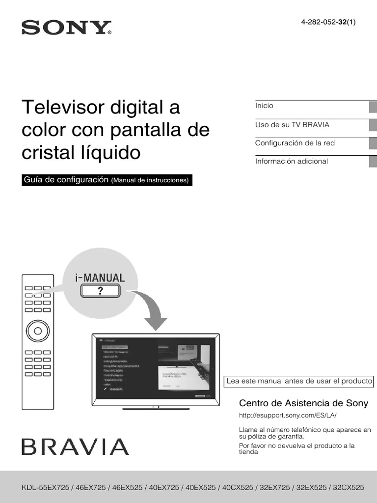 Manual de usuario Sony Bravia KDL-32EX525 (Español - 36 páginas) | PDF