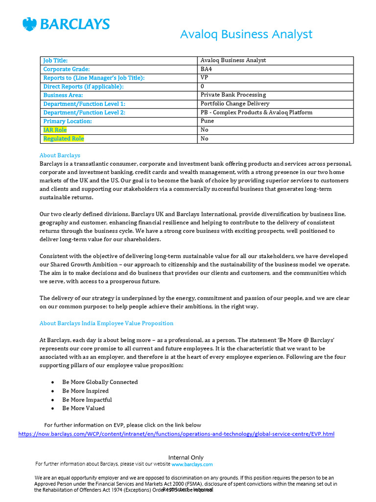 BA4 - Avaloq BA | PDF | Banks | Barclays