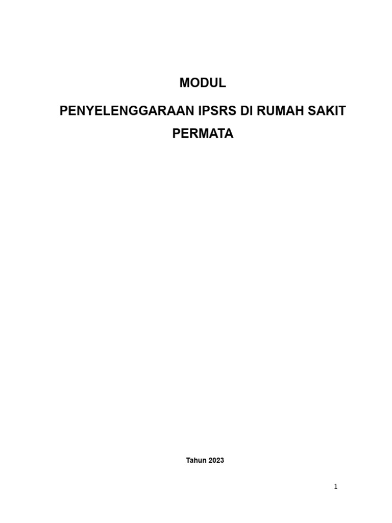 Modul IPSRS Rumah Sakit Permata 2023 | PDF