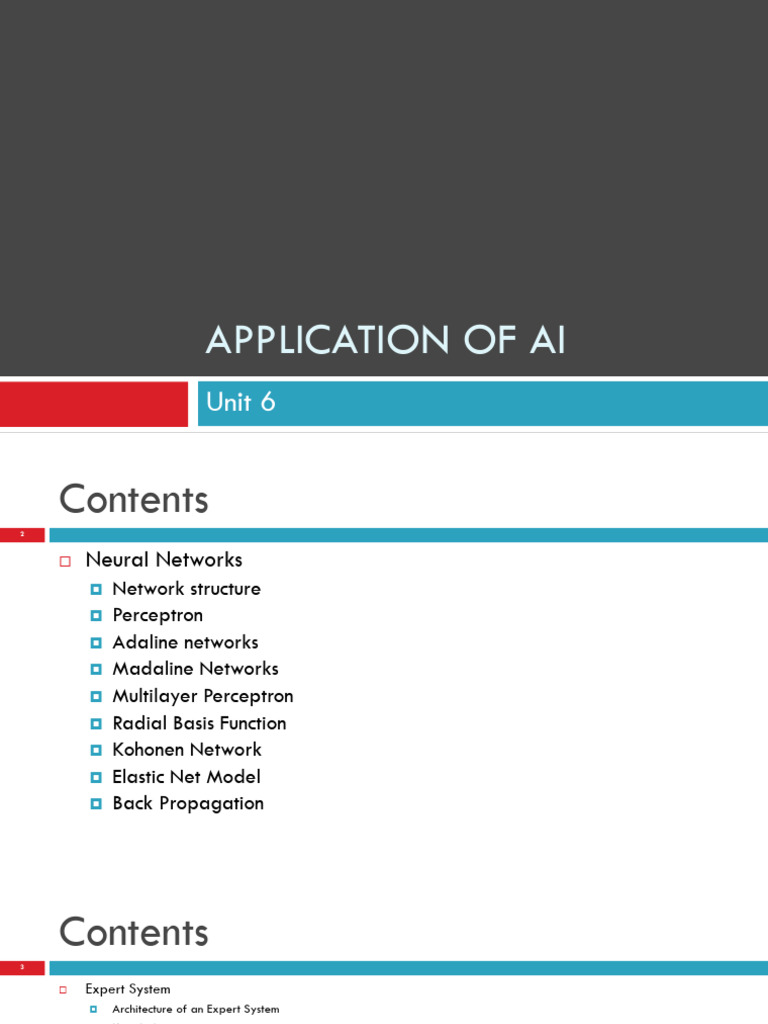 Unit 6 Application of AI | PDF | Artificial Neural Network | Systems Science