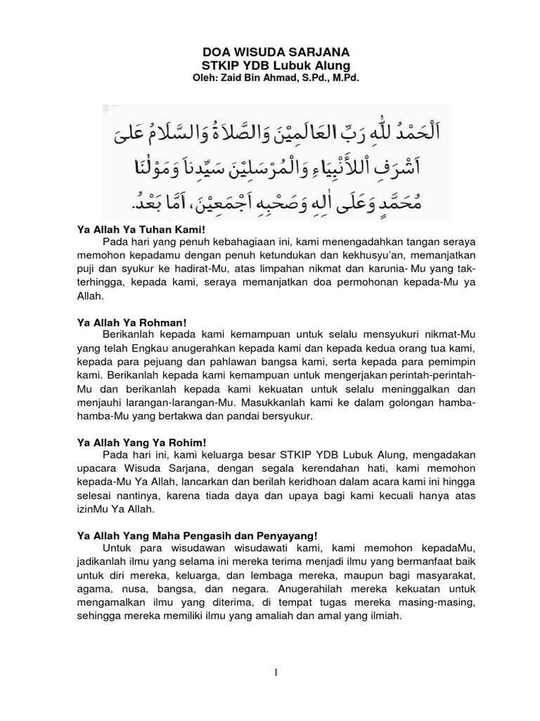 Doa Syukuran Wisuda STKIP YDB | PDF | Agama & Spiritualitas