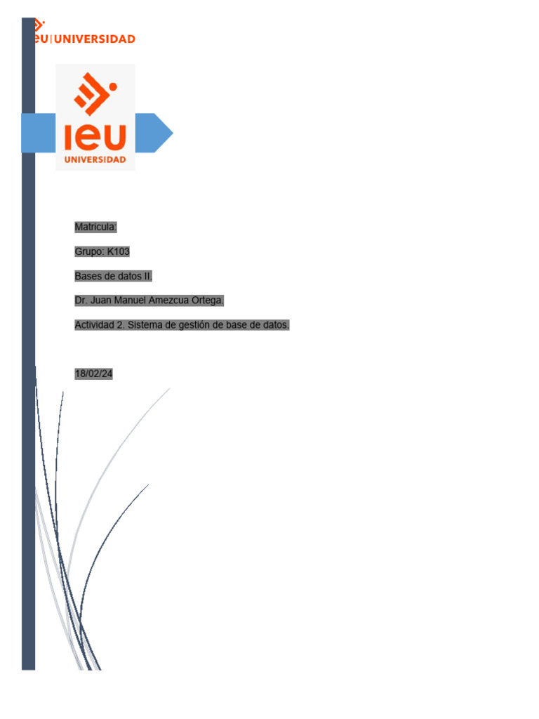 Actividad 2 Sistema De Gestión De Base De Datos Pdf Mi Sql Sql
