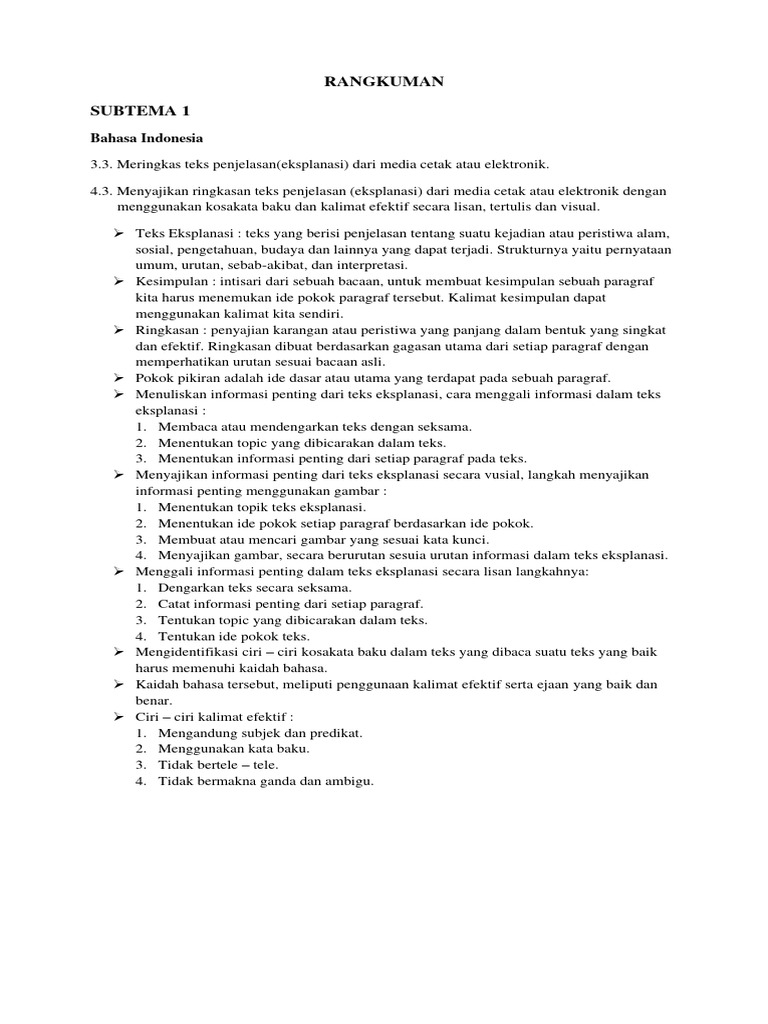 RANGKUMAN Materi Kelas 5 | PDF