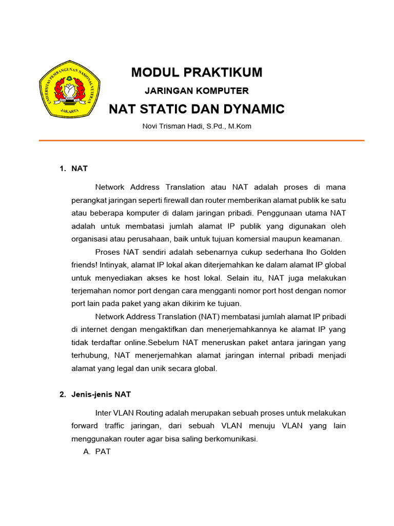 Praktikum NAT: Static dan Dynamic | PDF | Komputer