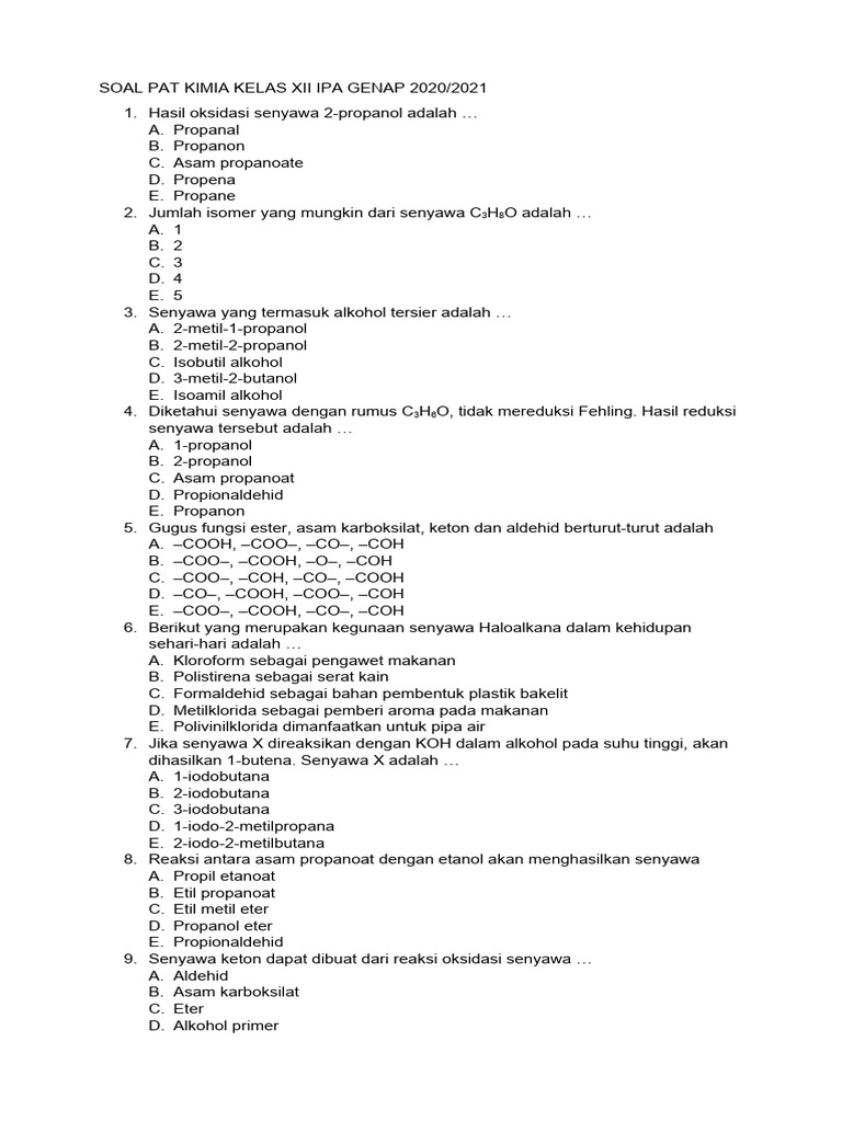 Soal Pat Kimia Genap | PDF | Sains & Matematika