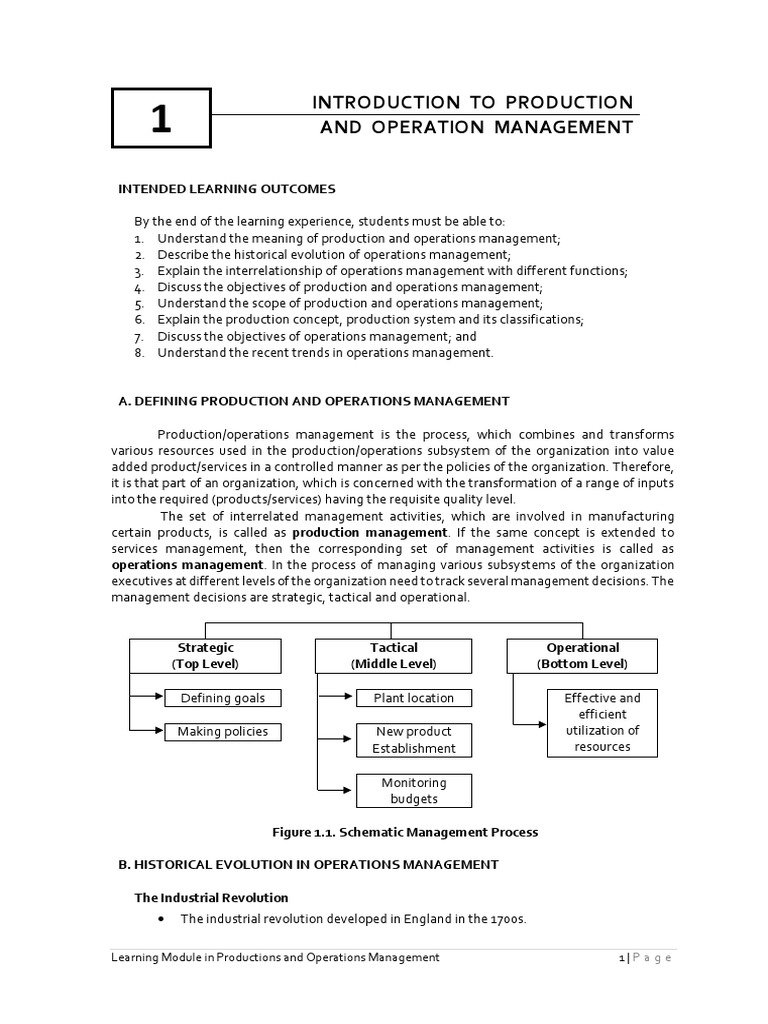 Chapter 1 Introduction To POM | PDF | Operations Management | Enterprise Resource Planning