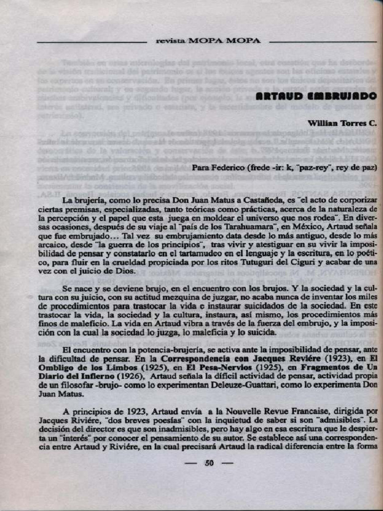 Artaud Embrujado. Revista MOPA | PDF