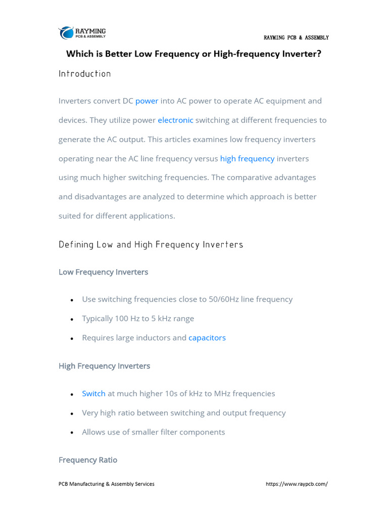 Low vs High Frequency Inverters Explained | PDF | Power Inverter ...