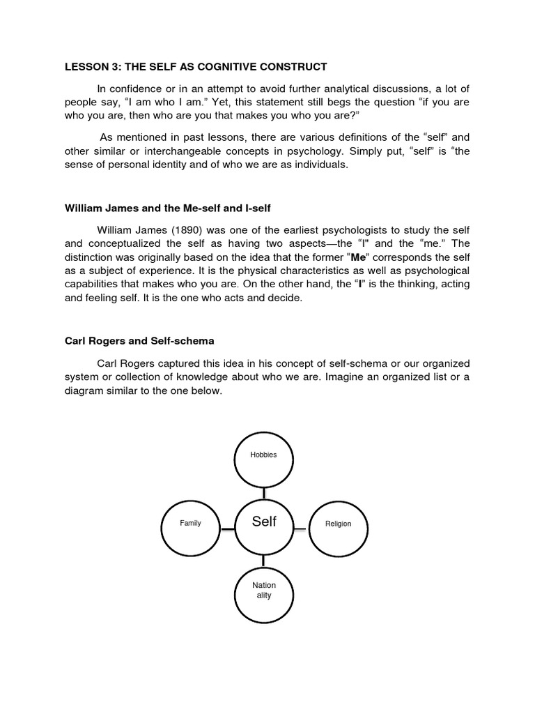 The Self As Cognitive Construct | PDF | Id | Psychology