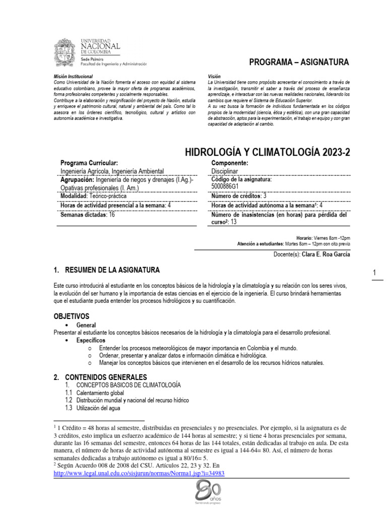 Programa Hidrologia | PDF | Clima | Agua subterránea