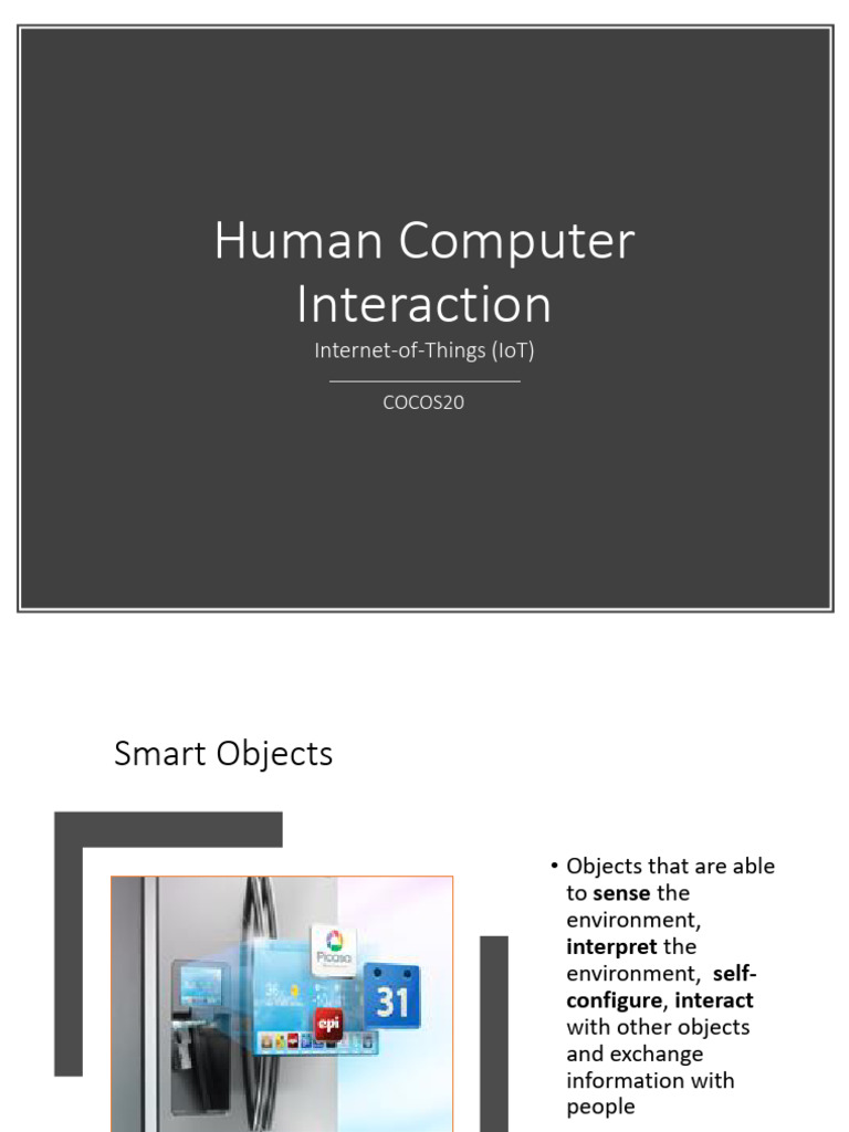 IoT-Lecture-06 HCI | PDF | Human–Computer Interaction | User Interface