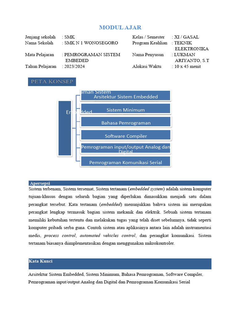 Modul Ajar Pemrograman Sistem Embedded | PDF