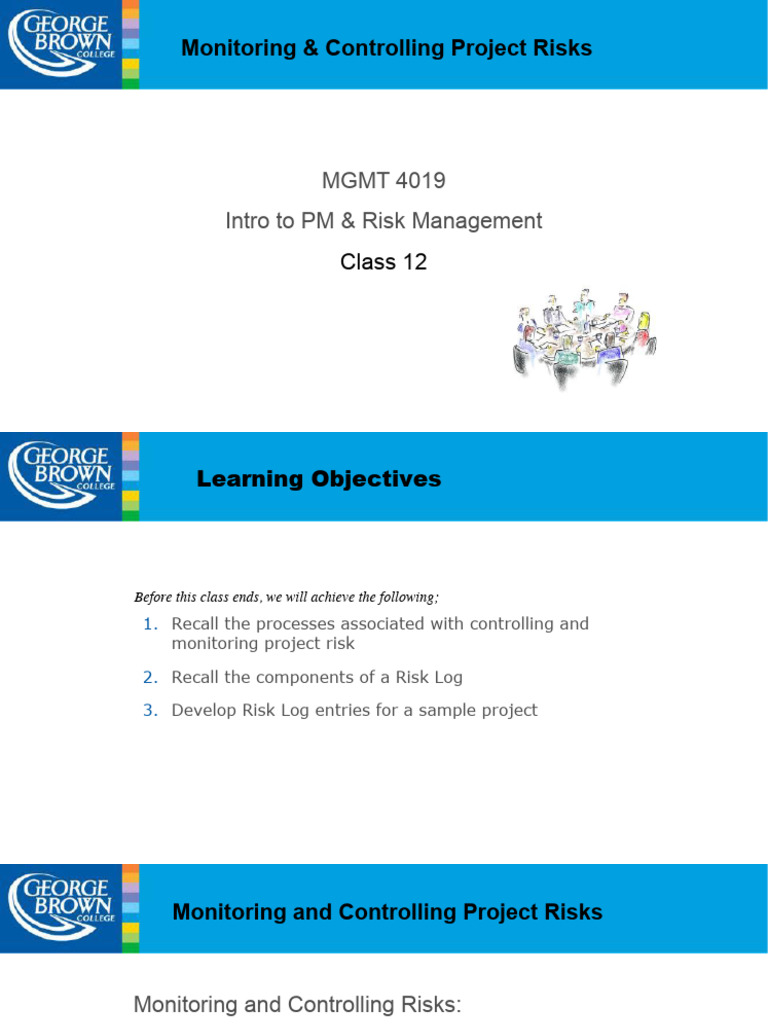 Class 12 - Monitoring and Controlling Project Risk | PDF | Risk | Risk Management