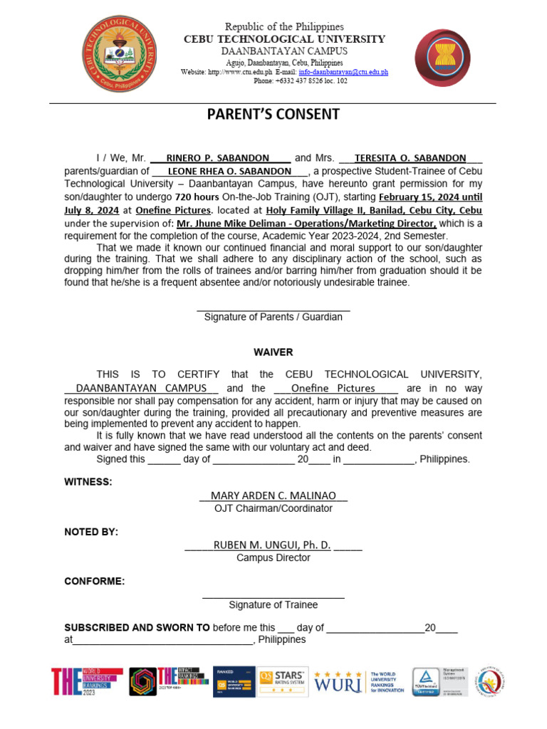Parents Consent | PDF