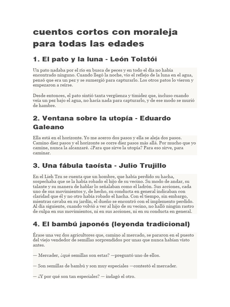 Cuentos Cortos Con Moraleja para Todas Las Edades | PDF | Semilla