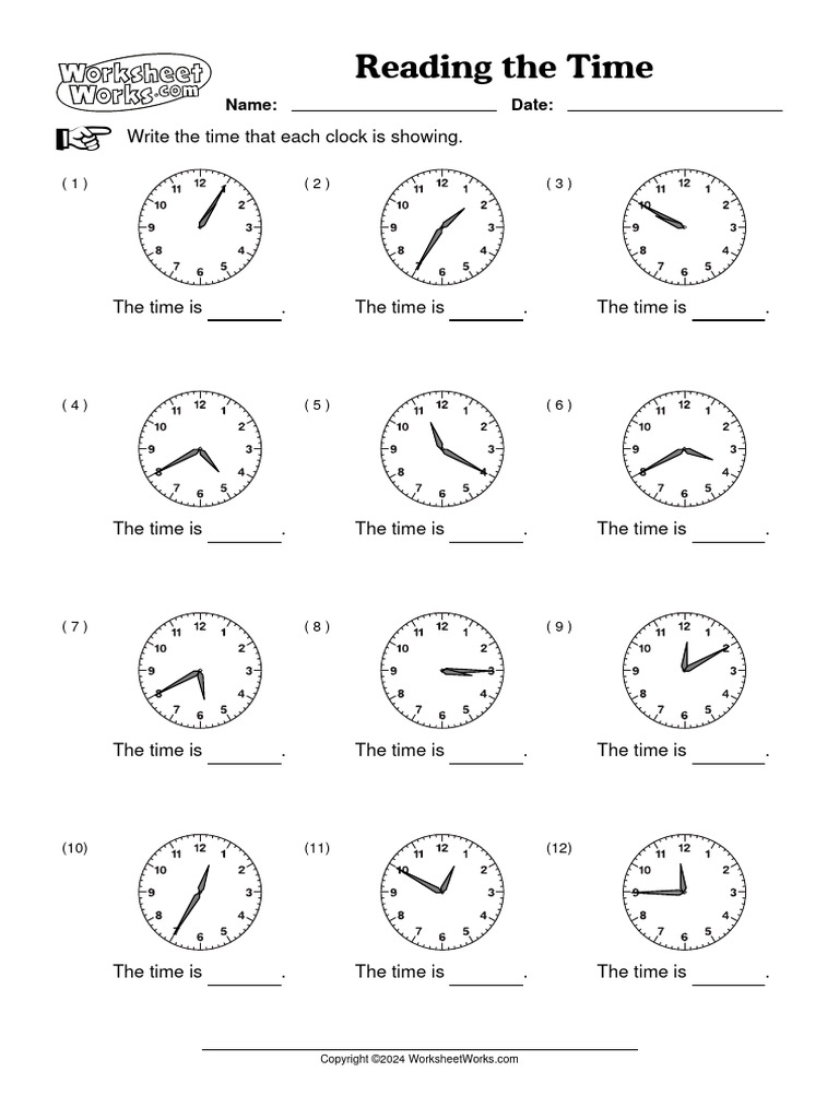 WorksheetWorks Reading The Time 1 | PDF