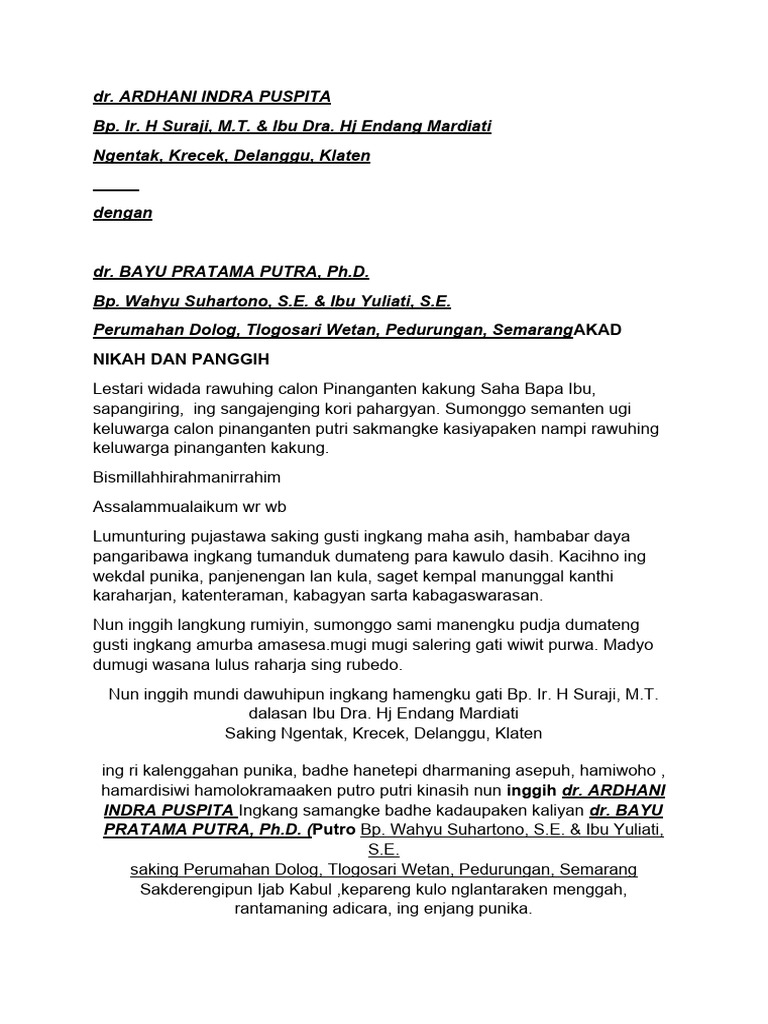 Skrip MC Jawa Ijab - 23 Desember (PAGI) | PDF