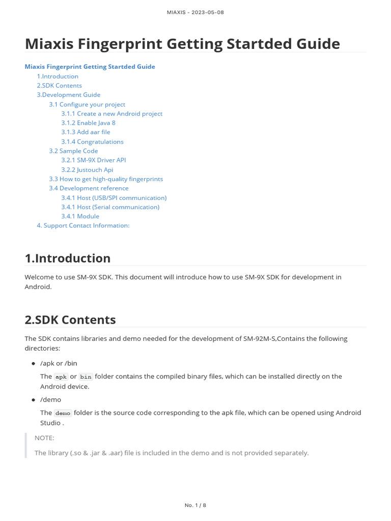 Miaxis Fingerprint Getting Startded Guide | PDF | Android (Operating ...