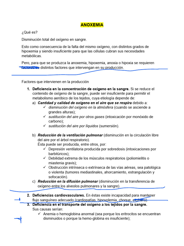 ANOXEMIA | PDF | Sangre | Sistema respiratorio