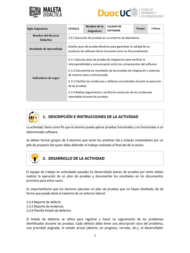 2.3.2 Ejecución de Pruebas en Un Entorno de Laboratorio | PDF | Software | Pruebas de software