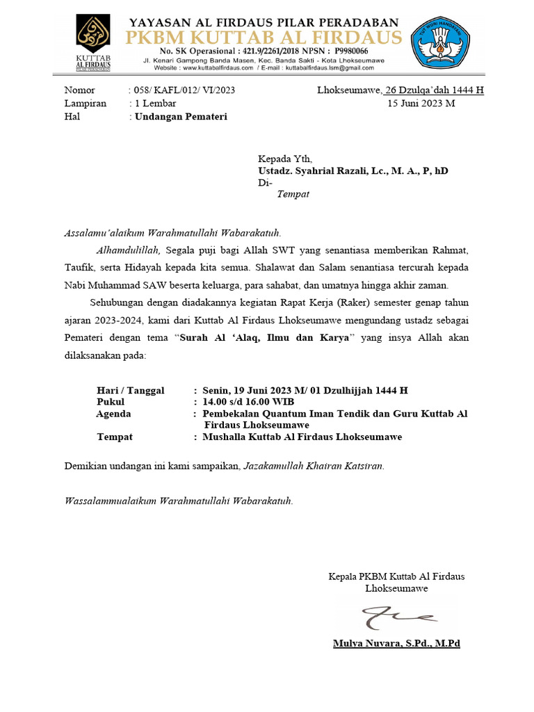 Undangan Ust Syahrial | PDF | Agama & Spiritualitas