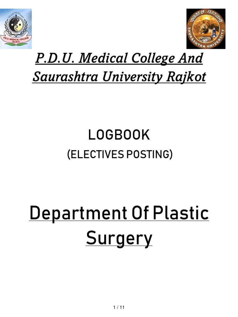 Plastic Surgery Elective Logbook | PDF | Beauty | Surgery