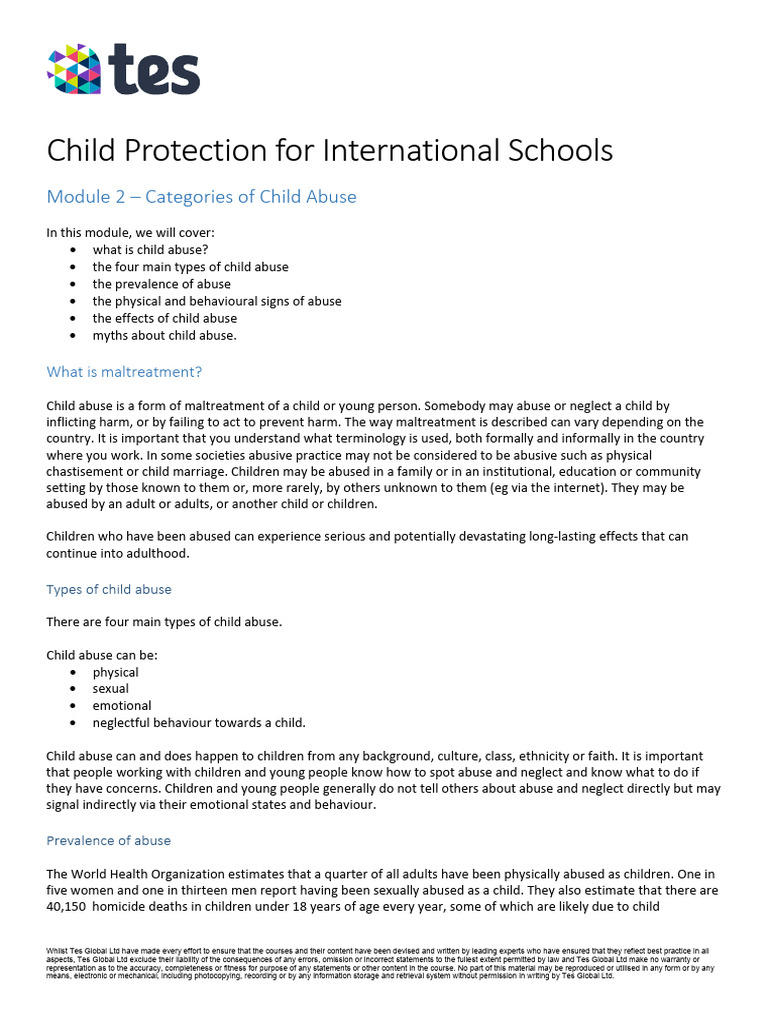 Module 2 - Child Abuse | Download Free PDF | Child Abuse | Child Neglect