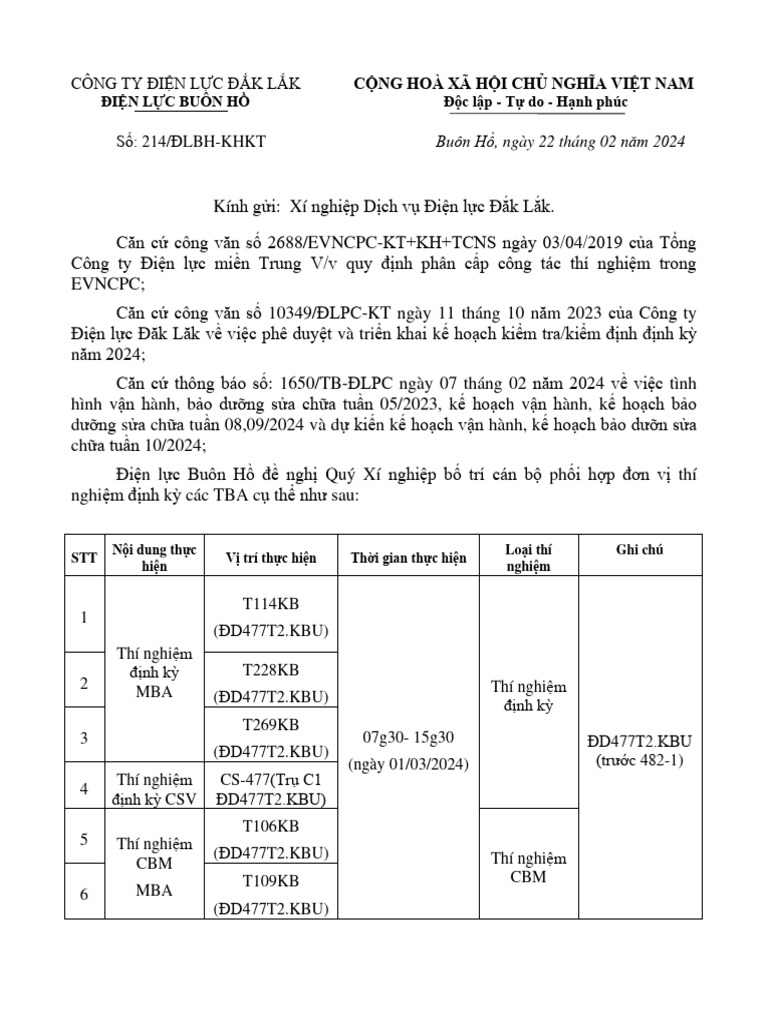 Lien Lac Cong Tac - Lan-5-2024 | PDF
