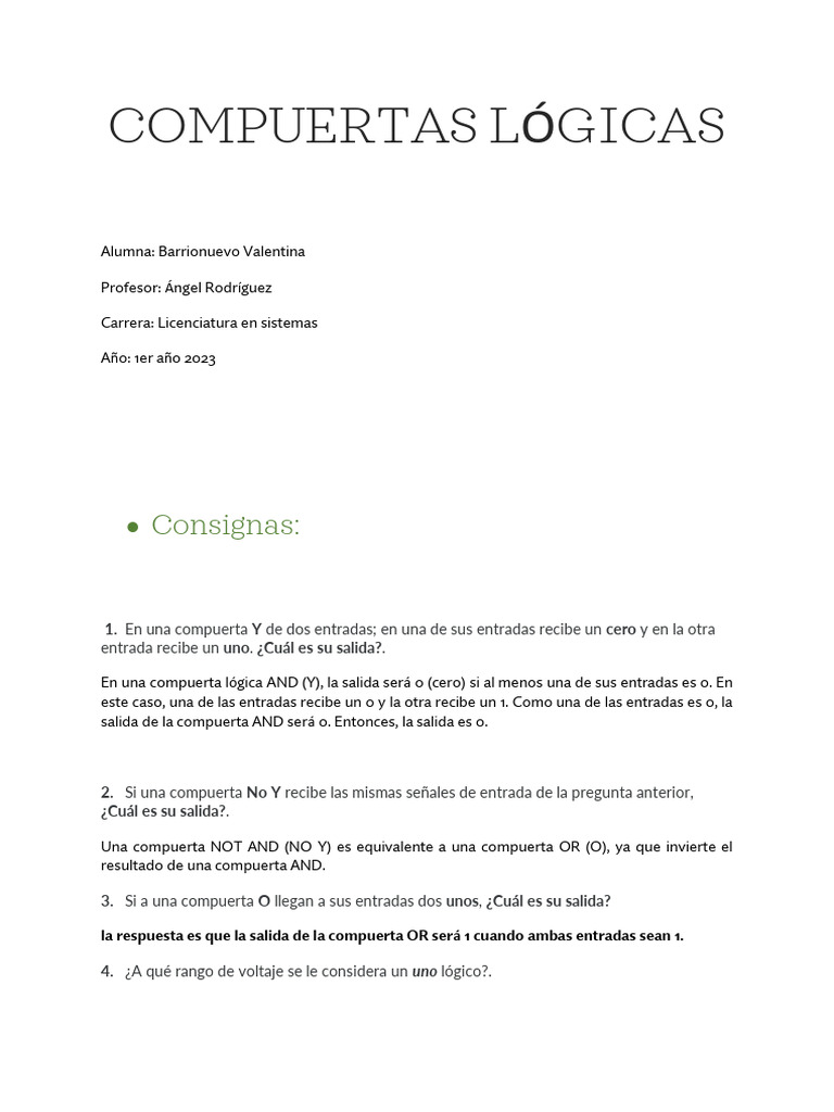 Compuertas Lógicas: Tipos y Funciones | PDF | Puerta lógica | Circuitos ...