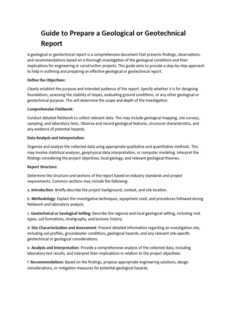 Geotechnical and Geological Report | Download Free PDF | Geotechnical ...