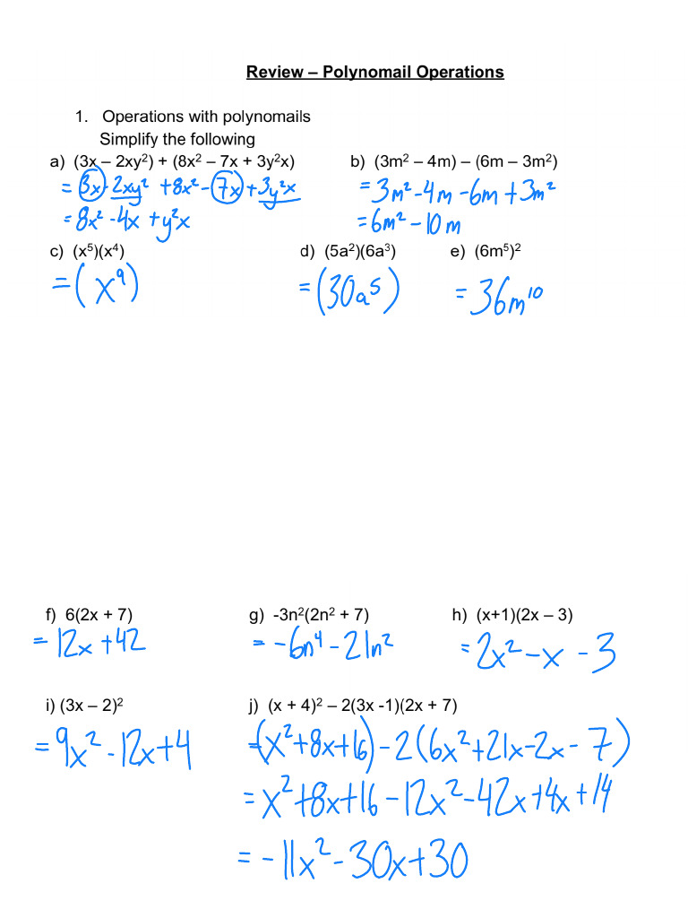 Day 1 - Polynomial Review | PDF