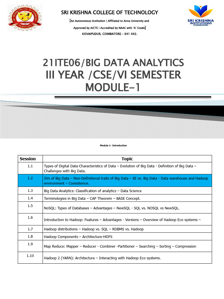 1.2 Module-1 | PDF | Big Data | Data Warehouse