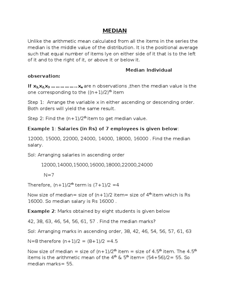 Median | PDF | Median | Mode (Statistics)