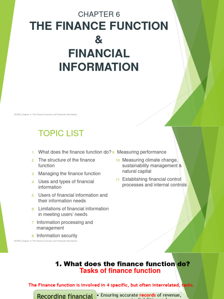 Chapter 6 - The Finance Function and Finance Information | PDF ...