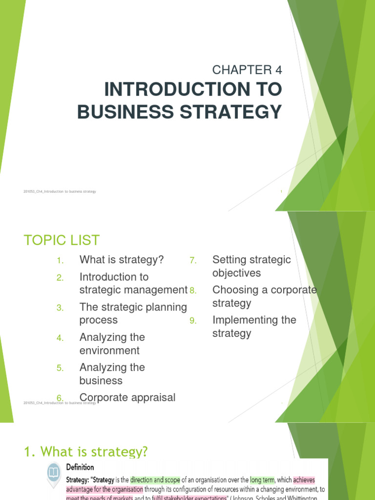 Chapter 4 - Introduction To Business Strategy | PDF | Strategic ...