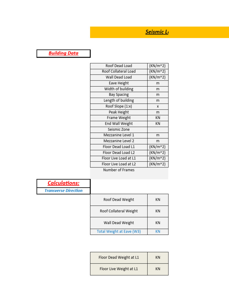 Seismic Load Calculation | PDF | Components | Architectural Elements