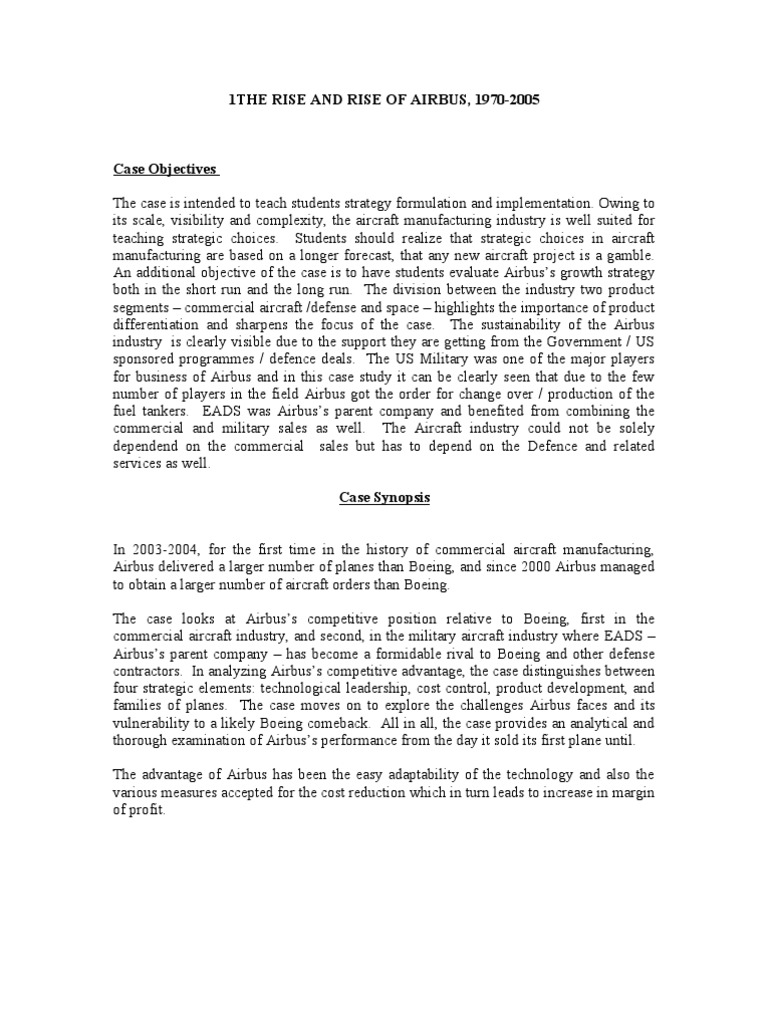 Airbus Case Study Pdf Airbus Aviation