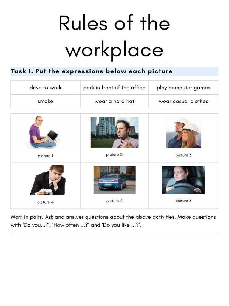 Workplace Rules and Activities Guide | PDF